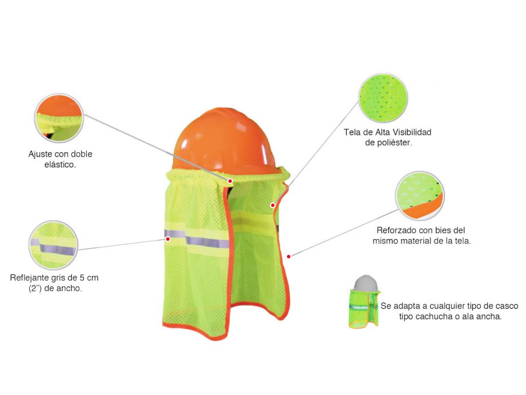 Cubre nuca High Visibility con elástico para casco WW-2001AMCRE JYRSA – AESI